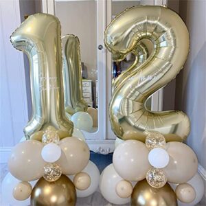 Champagne Gold Number 30 Balloons, 40 Inch Light Gold Foil Number 3 & 0 Balloons for Women, Self Inflating 30th Birthday Balloons for 30 Year Old Men Anniversary Birthday Party Decorations Supplies