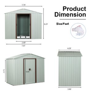 WIIS' IDEA 8 x 4 FT Outdoor Storage Shed, Metal Garden Storage Shed with Lockable Double Doors, Outside Waterproof Tool Shed for Backyard, Patio, Garden, Lawn, White