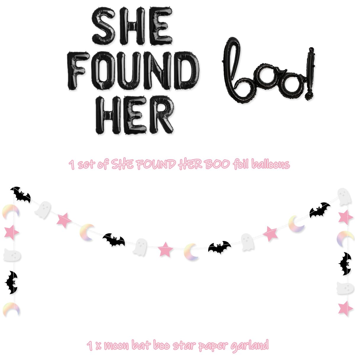 She Found Her Boo Balloon Banner Halloween Ghost Ring Balloons for Halloween Bachelorette Party Supplies Decorations