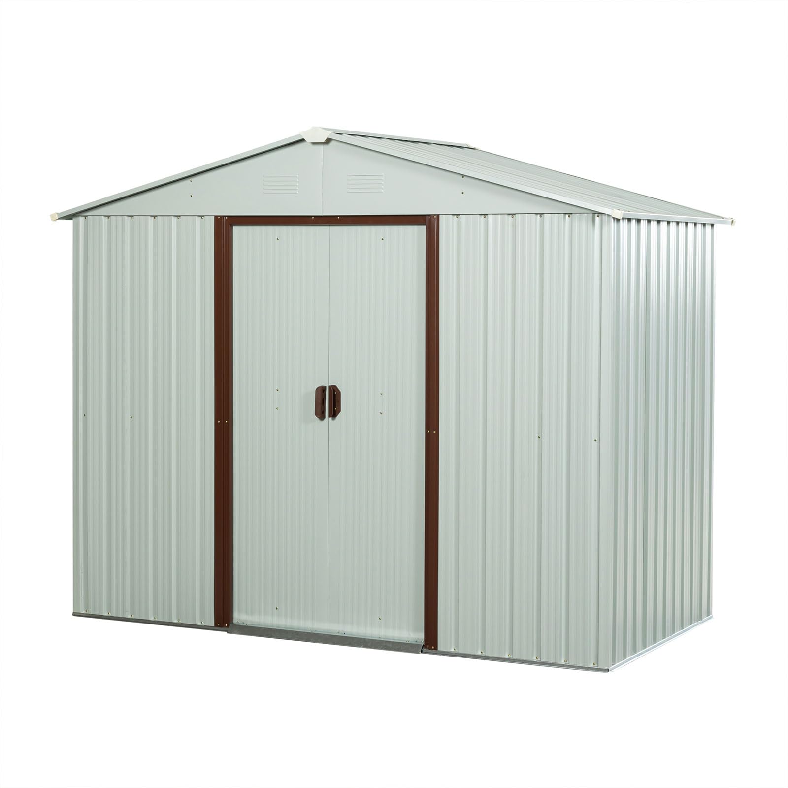 WIIS' IDEA 8 x 4 FT Outdoor Storage Shed, Metal Garden Storage Shed with Lockable Double Doors, Outside Waterproof Tool Shed for Backyard, Patio, Garden, Lawn, White