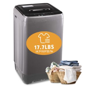 washing machine washer machine, 17.7lb/1.25cu.ft washer dryer combo all in one (semi-dry) apartment dorms laundry compact portable washer gray, led display, 8 water levels, 10 wash programs