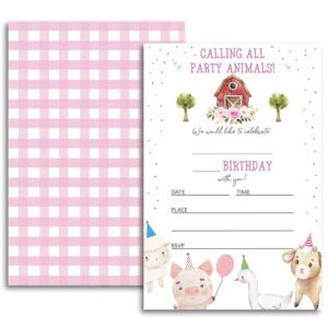 fujloy farm animals birthday invitation, farm animals party invite, farm birthday,farm birthday party supplies.（067）