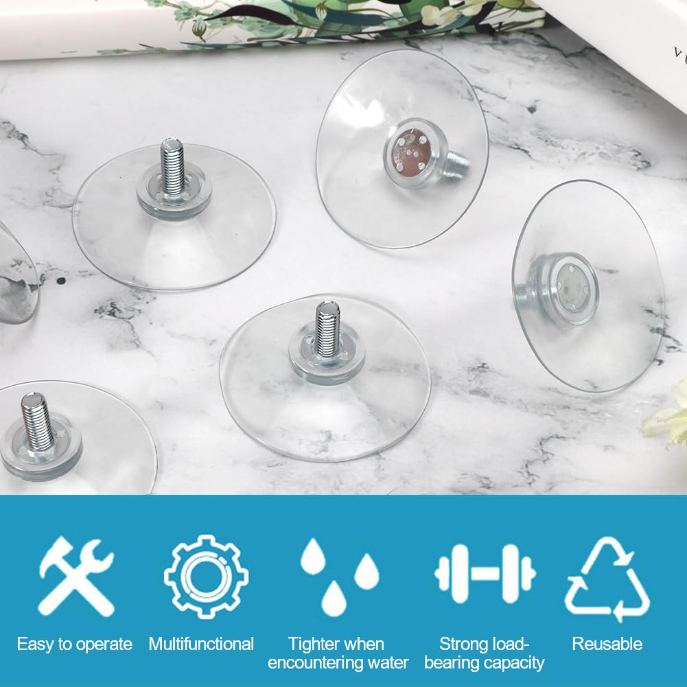 DKEBSKESR 8 Pack Glass Tabletop Transparent Suction Cups, Suction Cups for Glass, Heavy Duty Suction Cups with Screw Bathroom Hook Suction Cups