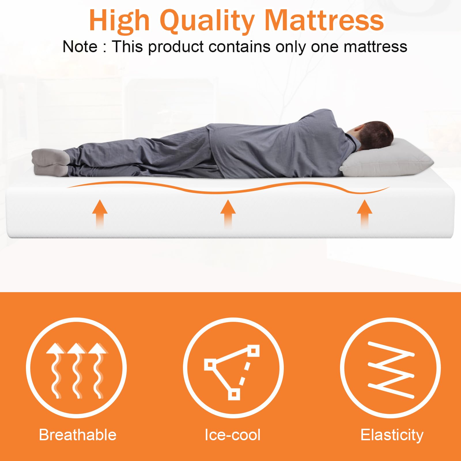 BSTOPHKL Queen Size Mattress, 6 inch Gel Memory Foam Mattress Bed-in-a-Box Medium Firm Mattresses for Cool Sleep & Pressure Relieving—Certipur Certified