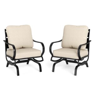 phi villa patio conversation set for 2, deluxe outdoor patio set with 2 c-base padded sofa chair