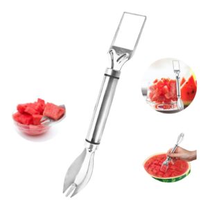 watermelon fruit cutter slicer tool 3-in-1,stainless steel fruit fork spoon knife tool for camping outdoor party (1pcs)