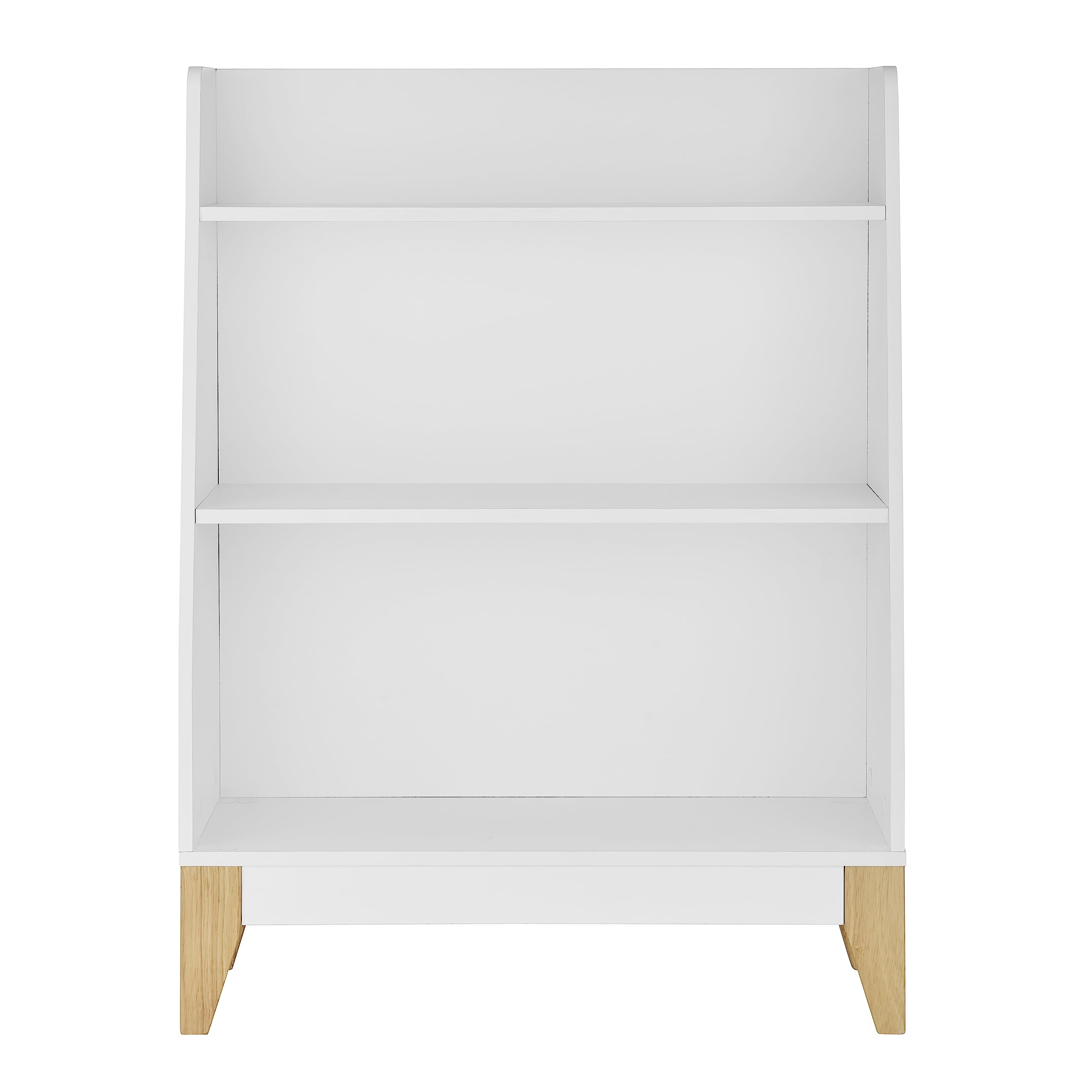 Danya B. Steiner White 3-Tier Kids Book or Toy Figure Display Unit Freestanding Bookshelf with Contrasting Wood-Toned Legs