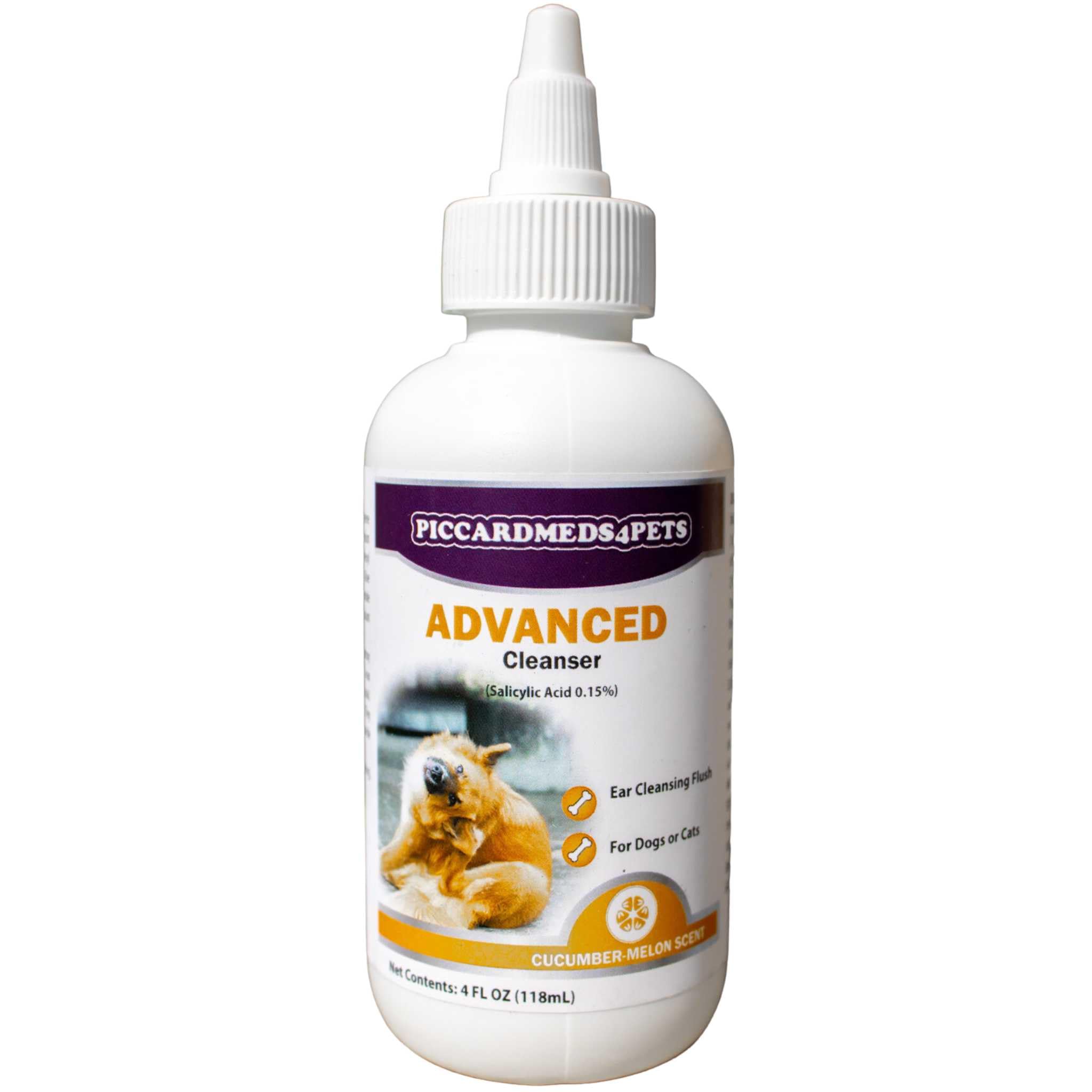 PICCARDMEDS4PETS Advanced Ear Cleansing Solution Flush Salicylic Acid + Aloe 4oz.