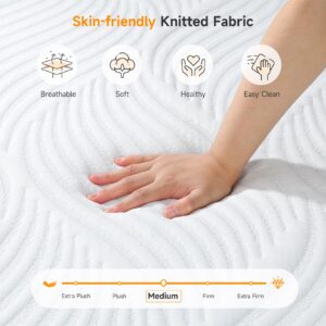 koorlian Full Size Mattress, 10 Inch Gel Memory Foam Mattress for Cooling Sleep & Pressure Relief, Full Bed Mattress in a Box with Breathable Knitted Cover, Fiberglass Free, Orange