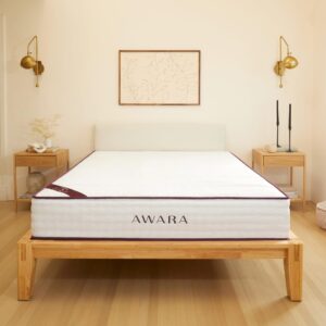 awara natural hybrid twin xl mattress 10 inch - certified natural latex - sustainable new zealand wool - steel springs - 365-night trial, white