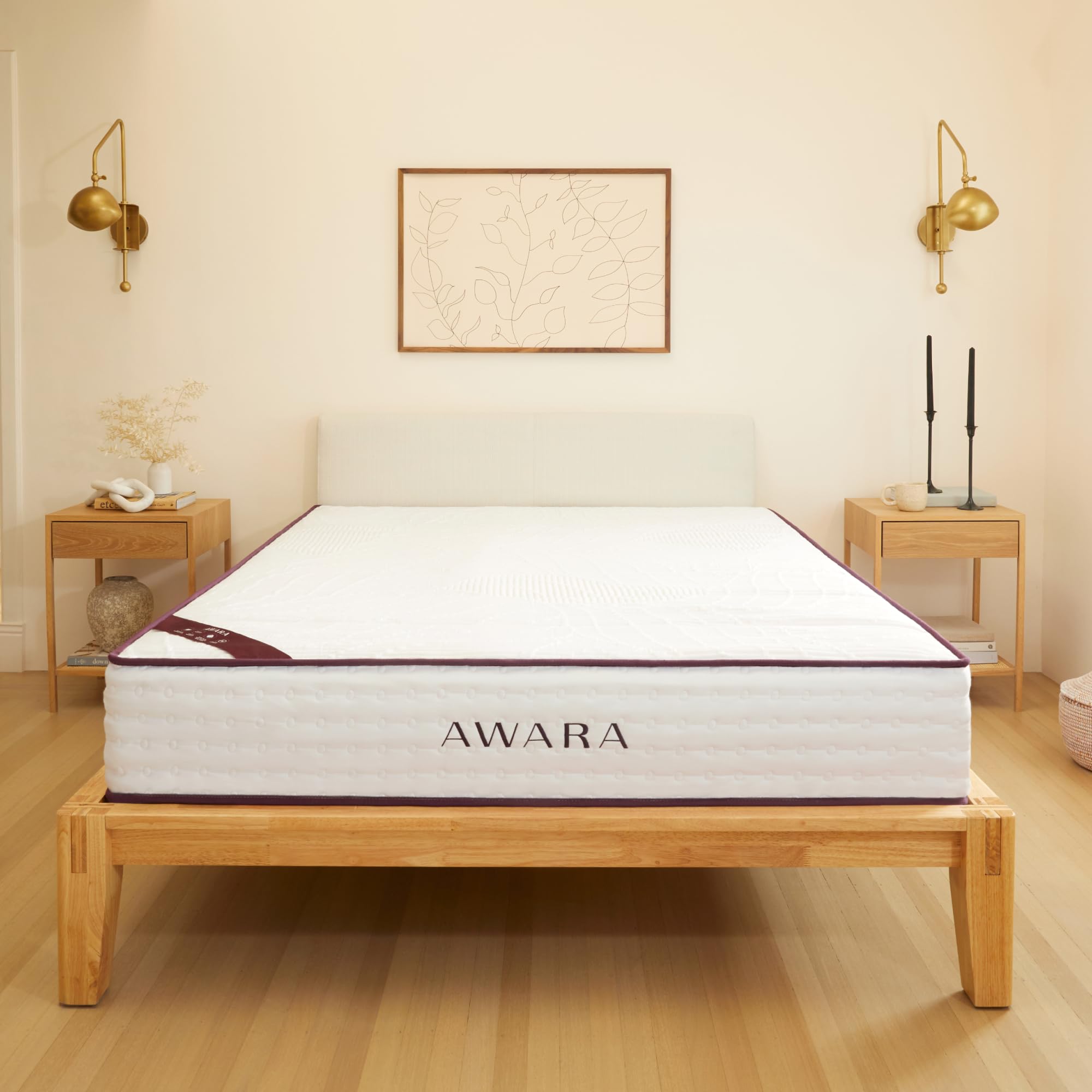 AWARA Natural Hybrid Queen Mattress 10 Inch - Certified Natural Latex - Sustainable New Zealand Wool - Steel Springs - 365-Night Trial, White