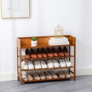 latifolia Bamboo Shoe Rack, 4-Tier Shoe Rack Organizer for Entryway Hallway Closet, Brown(31.50''L)