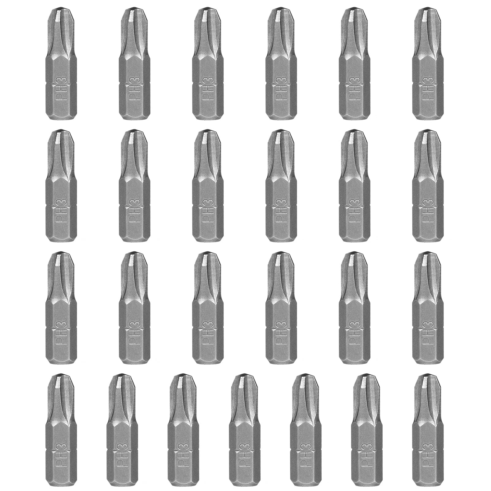 HPHOPE PH3 Screwdriver Bit Set, Phillips #3 Bits 1/4" Hexagon Bit (Length: 1", 25 Pack)