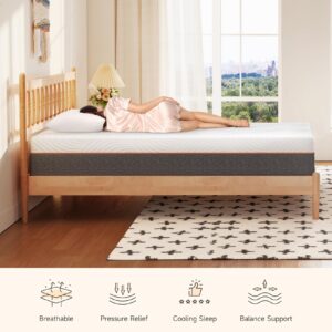 koorlian Full Size Mattress, 10 Inch Gel Memory Foam Mattress for Cooling Sleep & Pressure Relief, Full Bed Mattress in a Box with Breathable Knitted Cover, Fiberglass Free, Orange