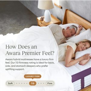 AWARA Premier Natural Hybrid California King Mattress 12 Inch - Certified Natural Latex - Sustainable New Zealand Wool - Steel Springs - 365-Night Trial, White