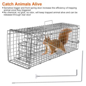 iMounTEK Humane Animal Cage Trap Live Hunting Trap Cage Catch Live Animal Rodent Cage Collapsible Galvanized Wire for Small Raccoons Beavers Groundhogs Foxes Armadillos