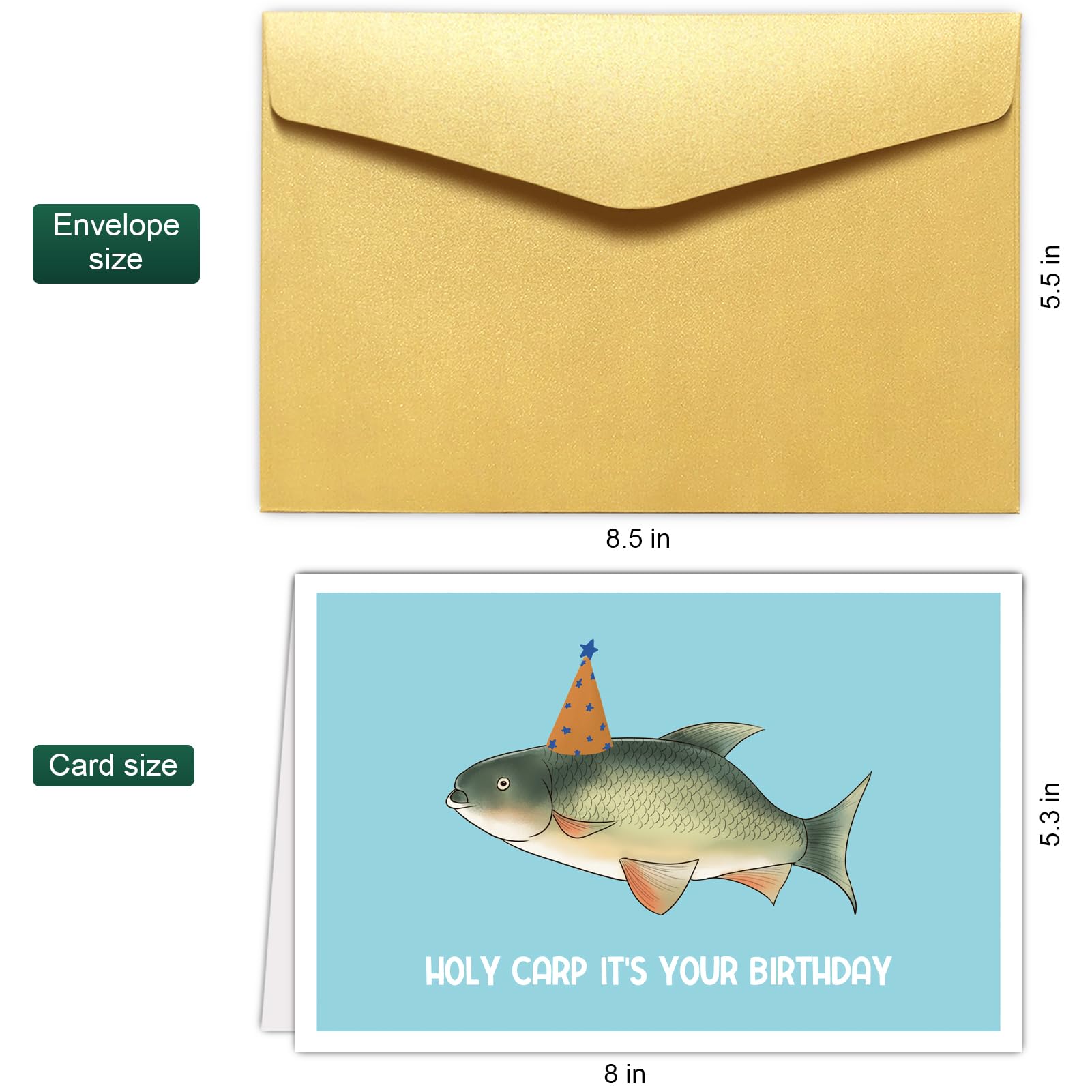 Funny Birthday Card for Men Women, Carp Pun Birthday Card, Fish Birthday Card, Bday Card for Husband Dad Grandpa, Holy Carp It's Your Birthday Card