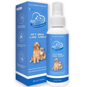 juc dog breath freshener for dogs & cats teeth cleaning spray dog bad breath pet oral care spray 4fl.oz