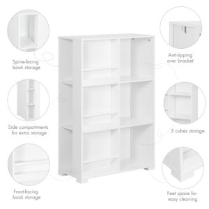 UTEX Kids Bookshelf, Wooden Kids Bookcase with 6 Cube Storage, Bookshelf Organizer for Kids, Display Stand Children Bookshelf for Nursery, Bedroom, Study Room