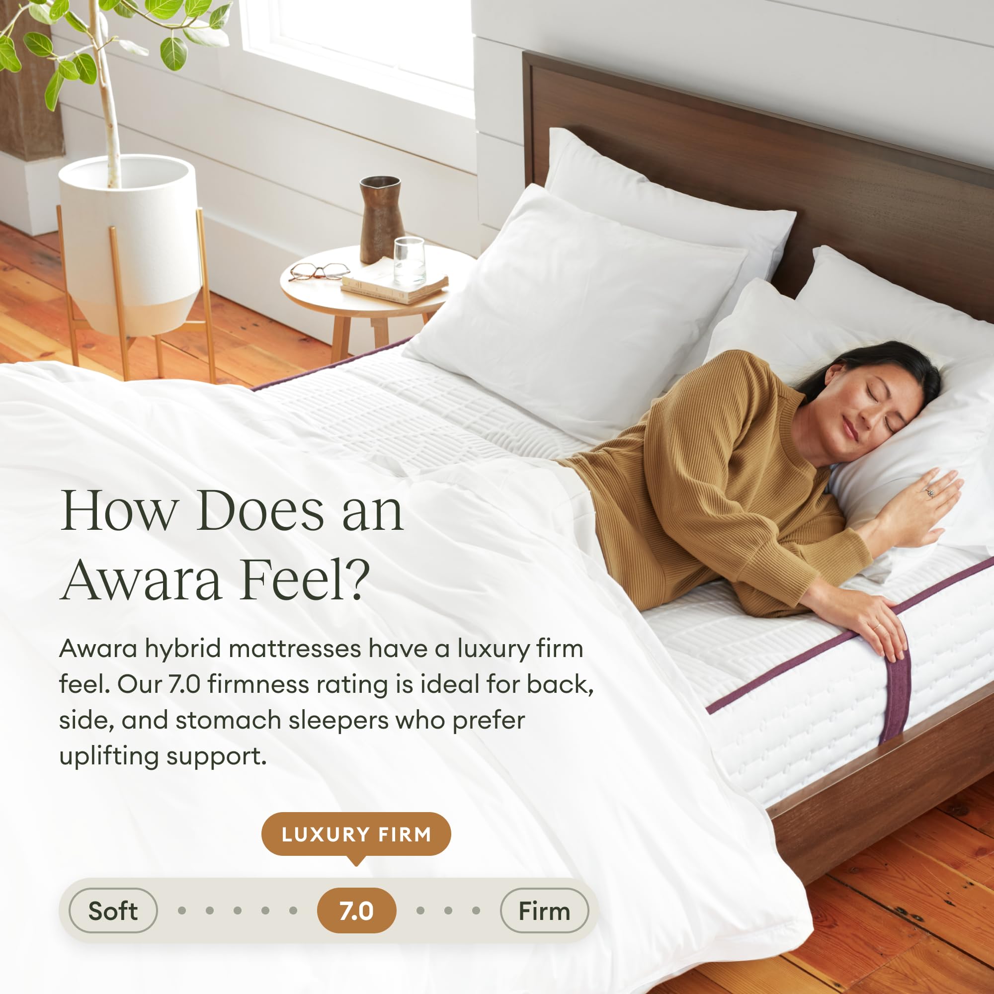 AWARA Natural Hybrid Twin XL Mattress 10 Inch - Certified Natural Latex - Sustainable New Zealand Wool - Steel Springs - 365-Night Trial, White