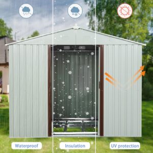 WIIS' IDEA 8 x 4 FT Outdoor Storage Shed, Metal Garden Storage Shed with Lockable Double Doors, Outside Waterproof Tool Shed for Backyard, Patio, Garden, Lawn, White