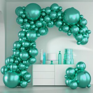 metallic green balloons - thickened 86pcs chrome green balloons different sizes 5/10/12/18 inch green balloon garland arch kit for birthday wedding halloween christmas bridal shower decorations