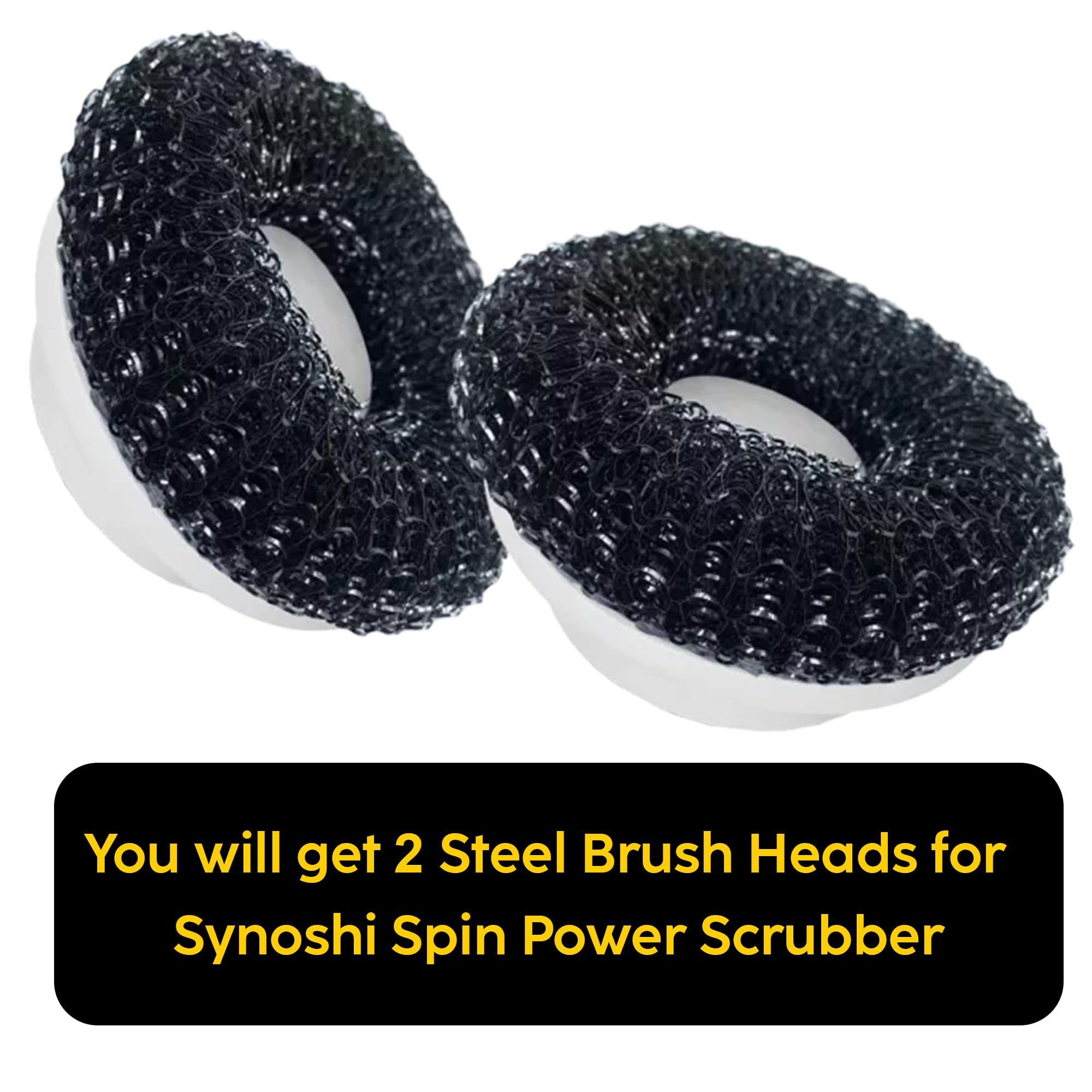 Synoshi Steel Brush Heads (2 Units) for Electric Spin Scrubber | Designed for Heavy-Duty Cleaning Tasks