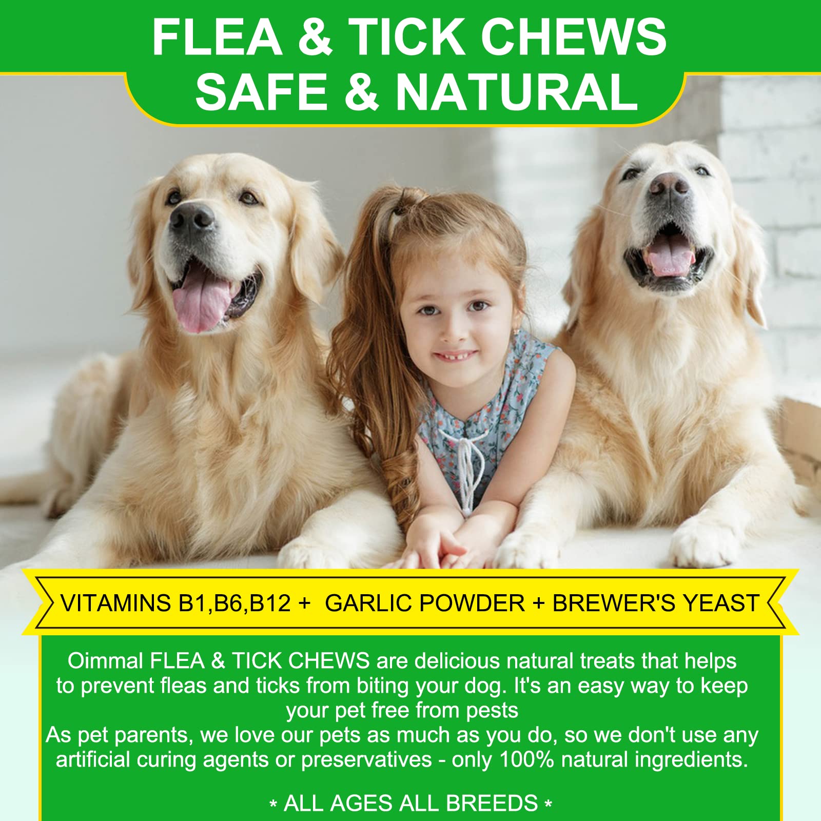 150 PCS Chewable Flea and Tick Prevention for Dogs,All Natural Dog Flea & Tick Control Chews - Oral Flea Pills for Dogs Supplement - All Breeds and Ages