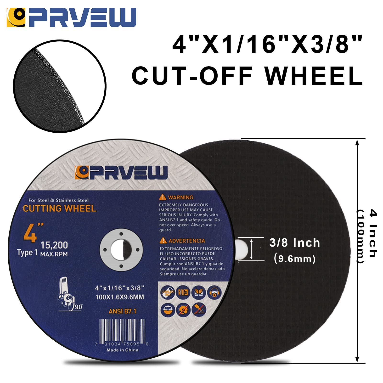 PRVEW 50-Pack 4 Inch Cut Off Wheels,4 x1/16x3/8 Inch Quality Cutting Disc,Metal & Stainless Steel Aggressive Cutting Wheel for Angle Grinder, General Purpose Metal Cut-Off Wheel