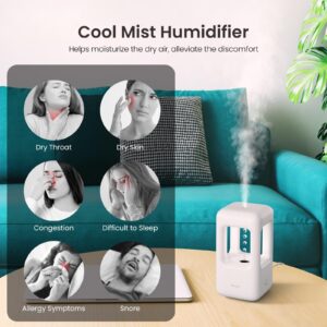 Humidifiers for Bedroom, Small Cool Mist Ultrasonic Air Humidifier Quiet for Indoor Plant Baby Nursery Adults Kids Large Room Home Office Desk, Mini Cute Anti Gravity Water Drop, Easy to Clean