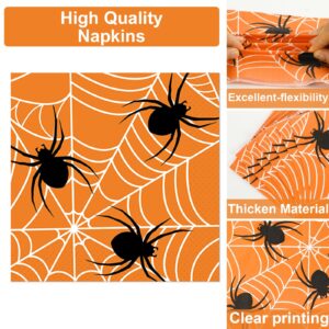 100 Pcs Halloween Spider Web Party Plates and Napkins Party Supplies Spiderweb Party Tableware Set Black and White Halloween Party Decorations Favors for Halloween Theme Party Serves 25