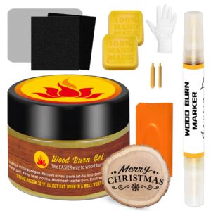 1dfaul wood burn paste pen kit, 4oz wooden burning gel, double sided wood burn marker kit for diy beautiful wooden burning in minutes, perfect for beginners handmade meaningful gifts