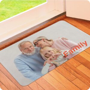 custom rug personalized door mat with picture logo name text non-slip washable customized printed rectangle floor mats carpet for front door bathroom bedroom outside inside camping (1 photo, 20"x32")