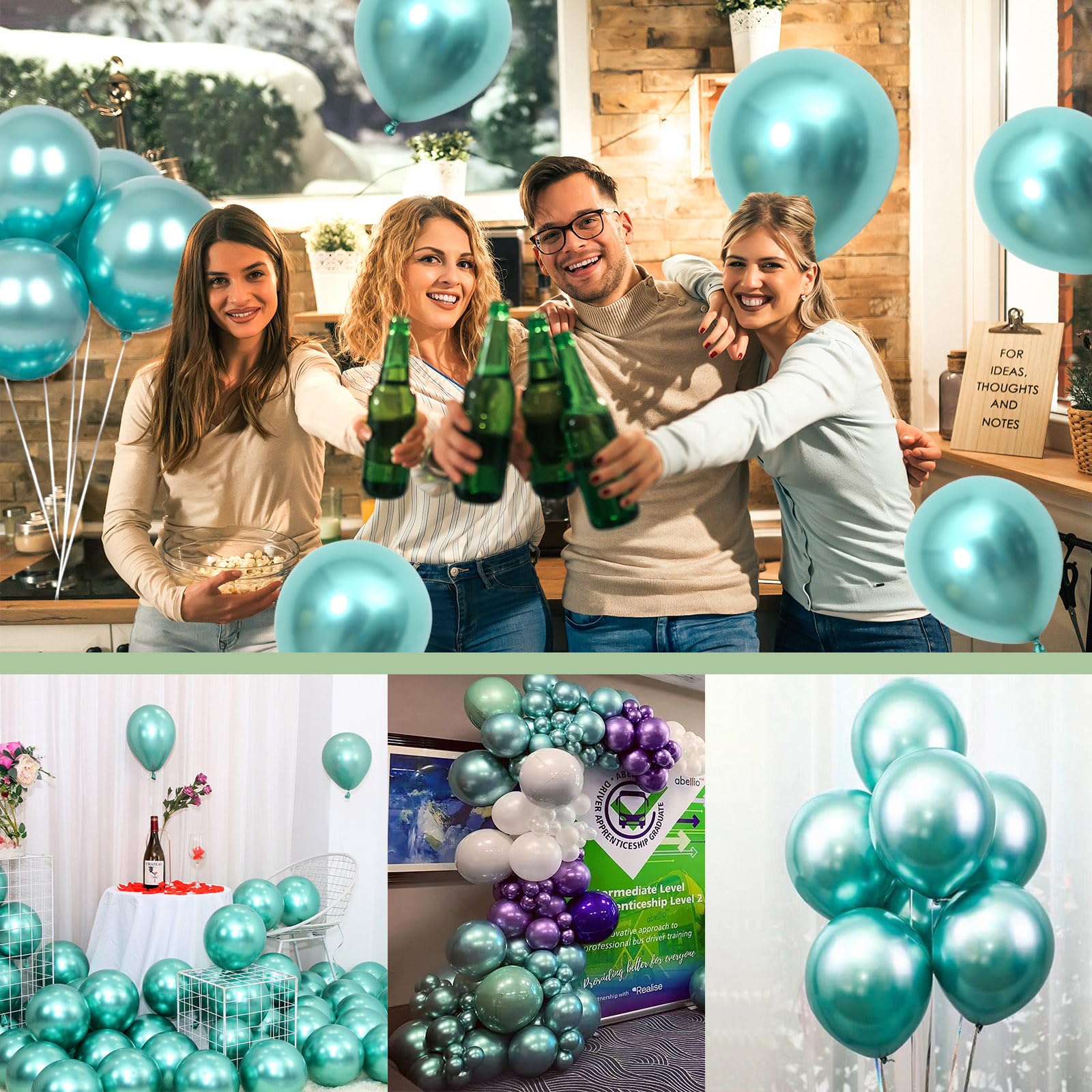 Metallic Green Balloons - Thickened 86Pcs Chrome Green Balloons Different Sizes 5/10/12/18 inch Green Balloon Garland Arch Kit for Birthday Wedding Halloween Christmas Bridal Shower Decorations