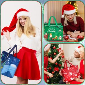 Sadnyy 80 Pcs Large Merry Christmas Gift Bags Bulk 12.6 x 9.84 x 6.69 Inch Christmas Tote Bags Reusable Holiday Treat Bags with Handle Santa Snowman Deer Non Woven Shopping Bag for Xmas Party Supplies