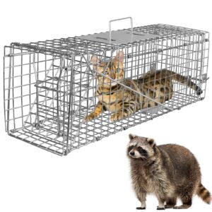 imountek humane animal cage trap live hunting trap cage catch live animal rodent cage collapsible galvanized wire for small raccoons beavers groundhogs foxes armadillos