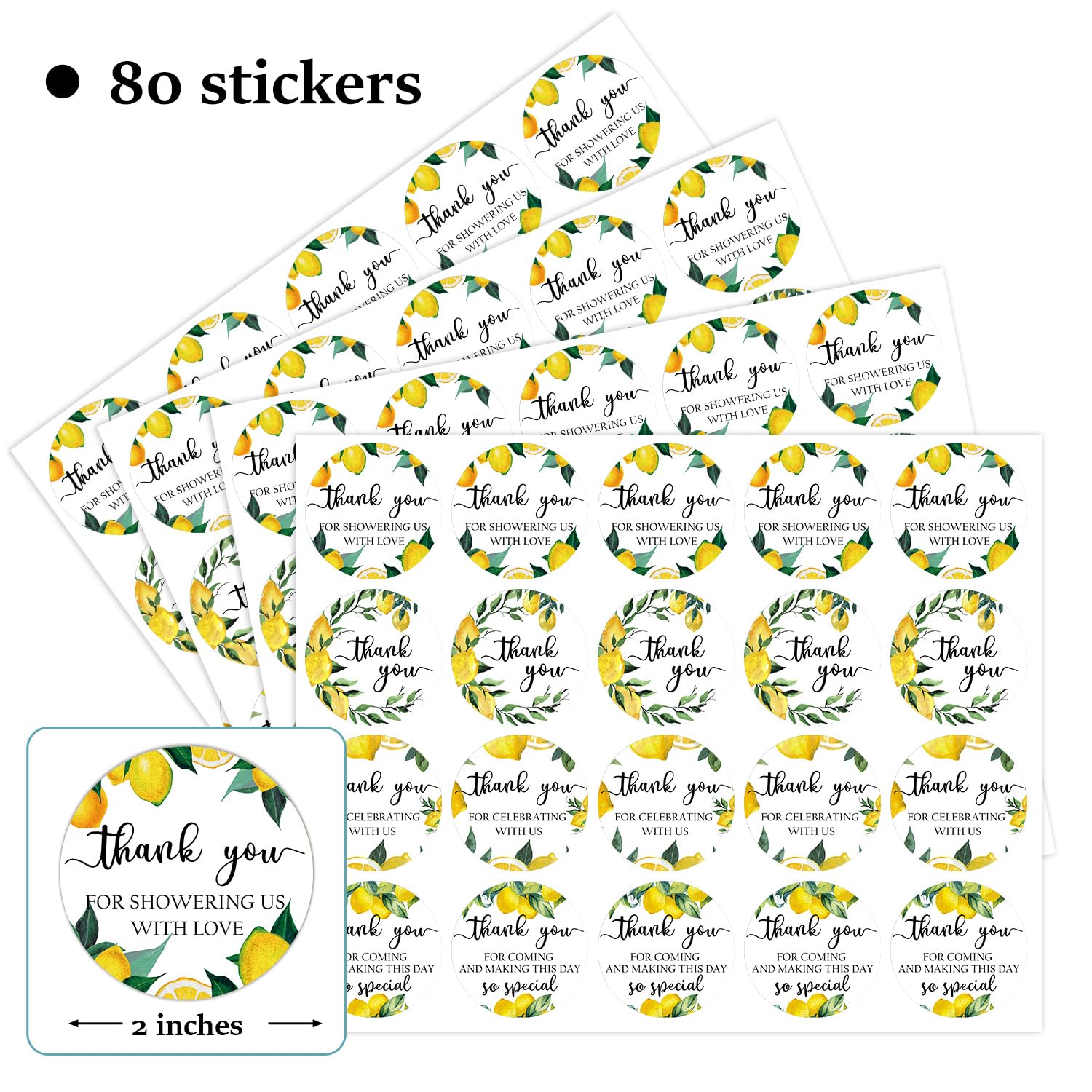 Cgvovgr 80 Pcs Lemon Love Bridal Shower Stickers - Refreshing Lemon Themed Party Favor Labels for Birthday Parties and Bridal Showers