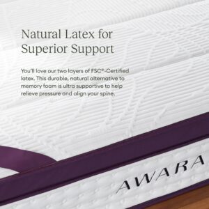 AWARA Premier Natural Hybrid California King Mattress 12 Inch - Certified Natural Latex - Sustainable New Zealand Wool - Steel Springs - 365-Night Trial, White