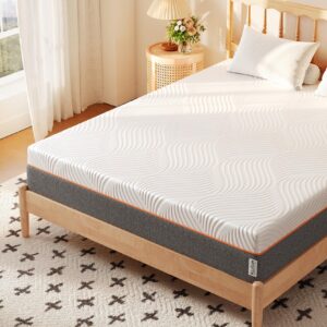 koorlian Full Size Mattress, 10 Inch Gel Memory Foam Mattress for Cooling Sleep & Pressure Relief, Full Bed Mattress in a Box with Breathable Knitted Cover, Fiberglass Free, Orange