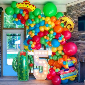 Mexican Fiesta Party Decorations 159pcs Fiesta Balloon Garland Arch Kit-Cactus Llama Sombrero Taco Foil Balloons for Taco Twosday Birthday Decorations Baby Shower Carnival Cinco De Mayo Party Supplies