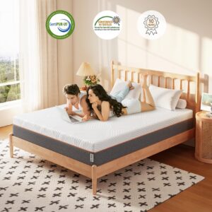 koorlian Full Size Mattress, 10 Inch Gel Memory Foam Mattress for Cooling Sleep & Pressure Relief, Full Bed Mattress in a Box with Breathable Knitted Cover, Fiberglass Free, Orange