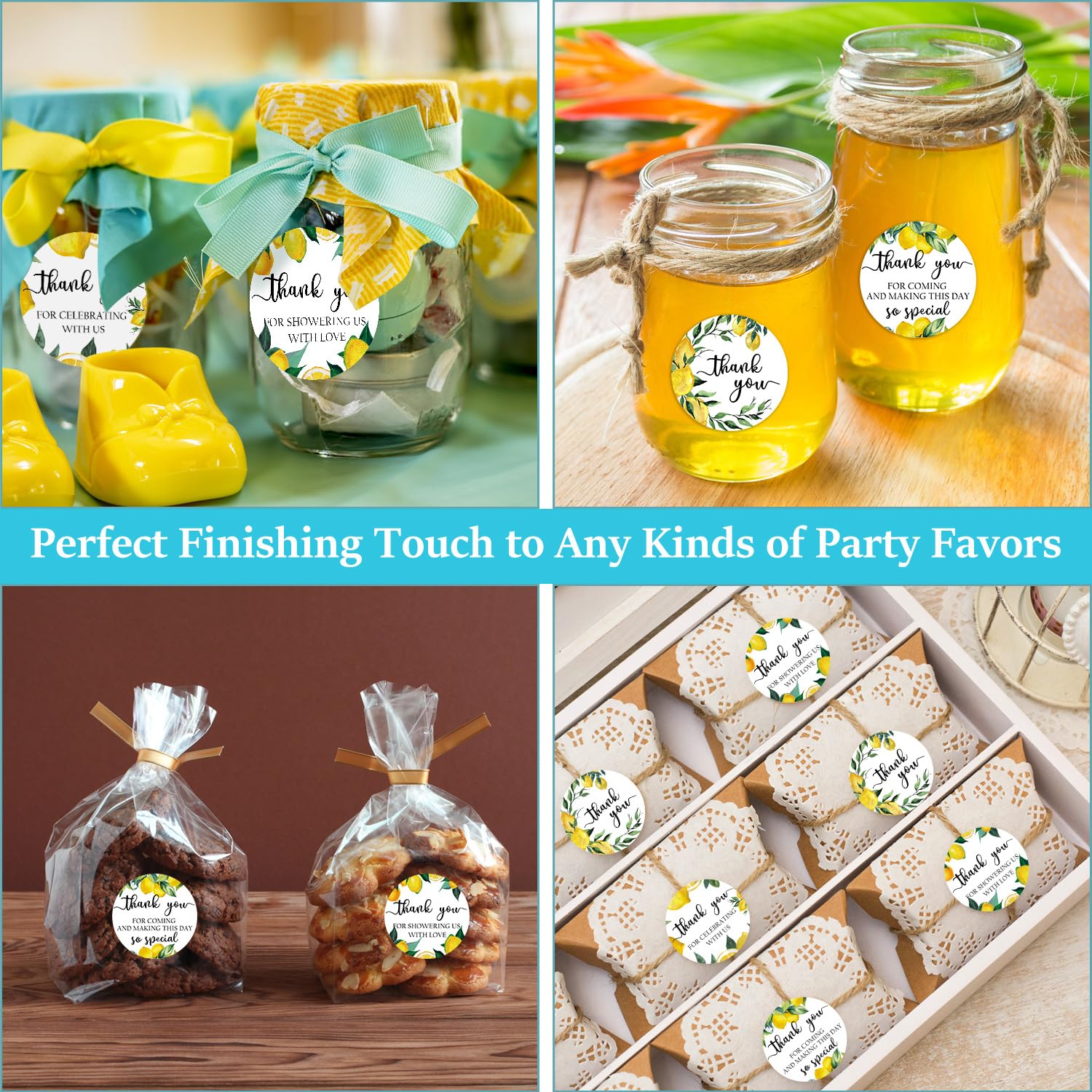 Cgvovgr 80 Pcs Lemon Love Bridal Shower Stickers - Refreshing Lemon Themed Party Favor Labels for Birthday Parties and Bridal Showers