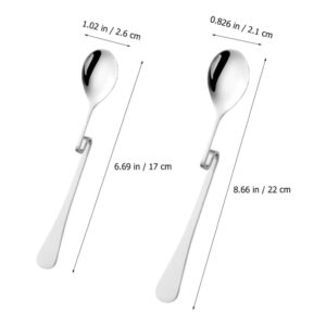 OSALADI 4pcs Espresso Spoon Stainless Steel Jam Honey Spoon Coffee Stir Spoon Milk Mixing Spoons Teaspoon Hanging Cup Dessert Tea Stirring Spoons with Curved Handle