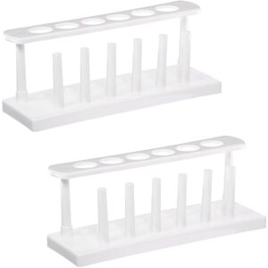 25mm plastic in-line test tube rack with drying pins, 6 tube, polyethylene, white (pack of 10)