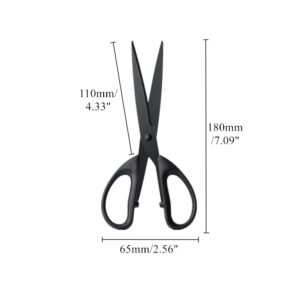 Black Office Scissors 7 Inch All Purpose Sharp Scissor Stainless Steel Blade Shears Straight ABS Handle Shear for Paper, DIY Craft, Office, School, Home