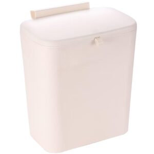 2.4 gallon hanging trash can with lid for kitchen cabinet door,9l wall mount trash can for rv insider,cupboard,bathroom,bedroom,office and under sink,white