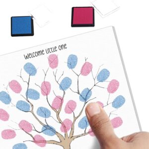 Gender Reveal Fingerprint Tree for Baby Shower, Bear Baby Shower Gender Reveal Game, Cute Bear Pig Tree Baby Shower Guest Book Party Ideas for, Gender Reveal Party Ideas, Gender Reveal Keepsake Game