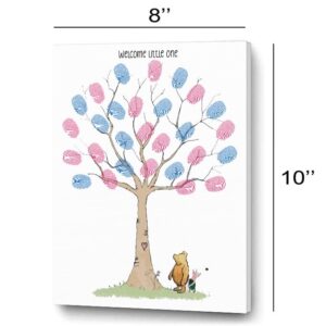 Gender Reveal Fingerprint Tree for Baby Shower, Bear Baby Shower Gender Reveal Game, Cute Bear Pig Tree Baby Shower Guest Book Party Ideas for, Gender Reveal Party Ideas, Gender Reveal Keepsake Game