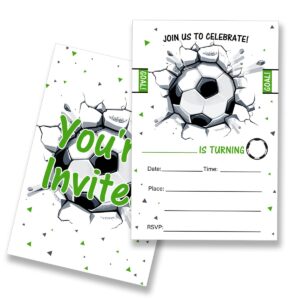 soccer birthday party invitations supplies fill-in set of 20 with envelopes sport birthday bash invites cards, double sided