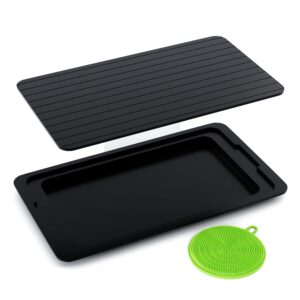 ace and olive meat defrosting tray for frozen meat with drip tray- meat thawing board - aluminum meat thawing tray for frozen meat - safe thaw meat defroster -thaw mat defrost tray - defrosting mat